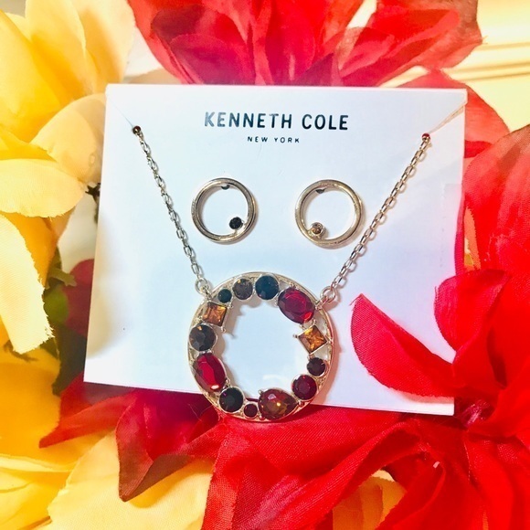 Kenneth Cole | Jewelry | Kenneth Cole Gold Gemstone Necklace Earrin ...